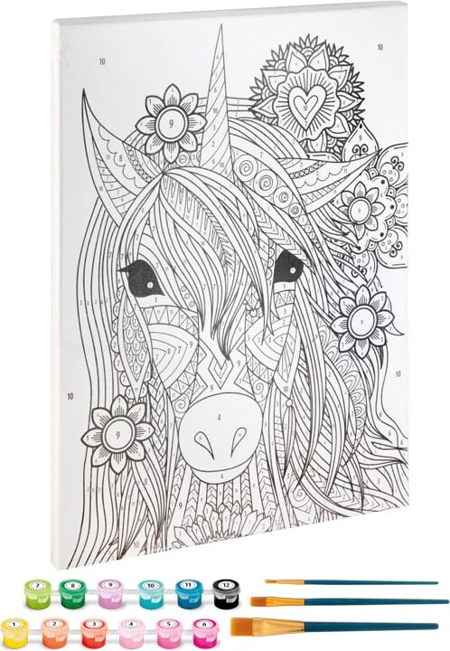 Grafix - Paint By Number - Lærred - Enhjørning - 30x40cm | Se tilbud og ...