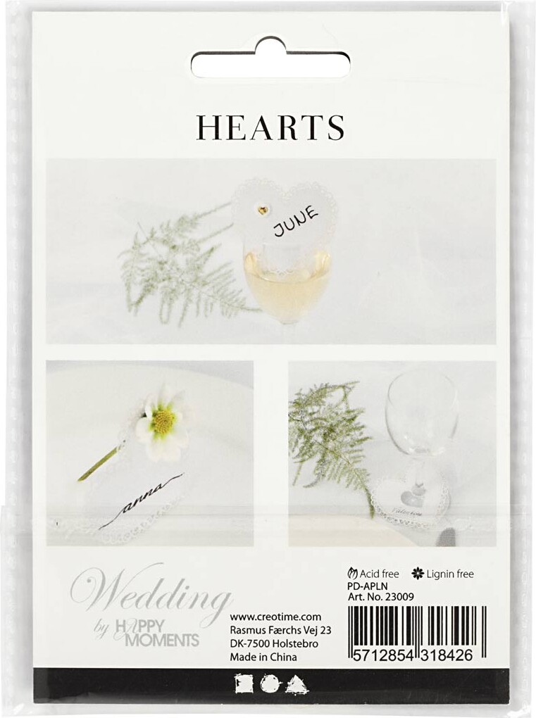 Hjerte - Str. 85x85 Mm - 240 G - Hvid - 10 Stk | Se tilbud og køb på ...
