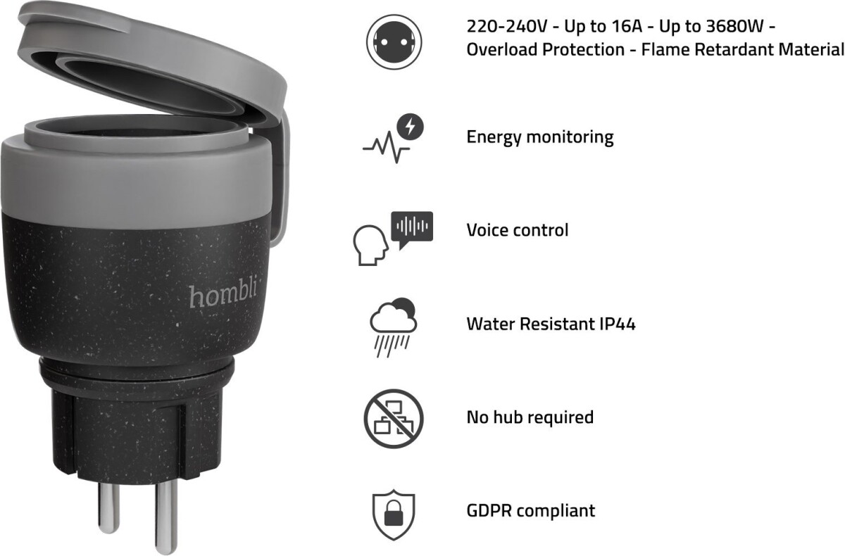 Køb Hombli - Smart Outdoor Socket Eu V2, Black - Gucca.dk