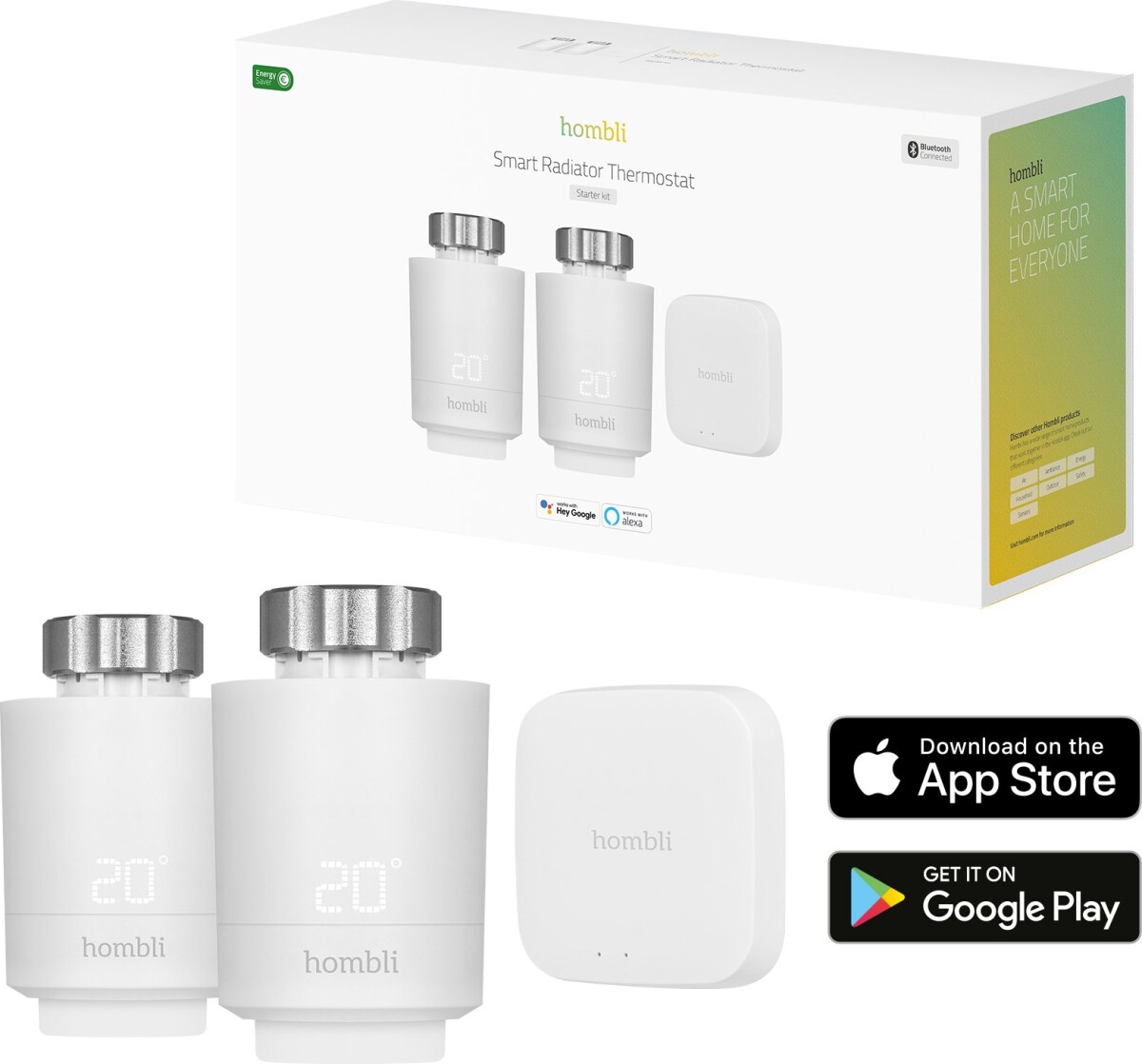 Køb Hombli - Smart Radiator Termostat Start Kit - 2 Stk + Bridge - Gucca.dk