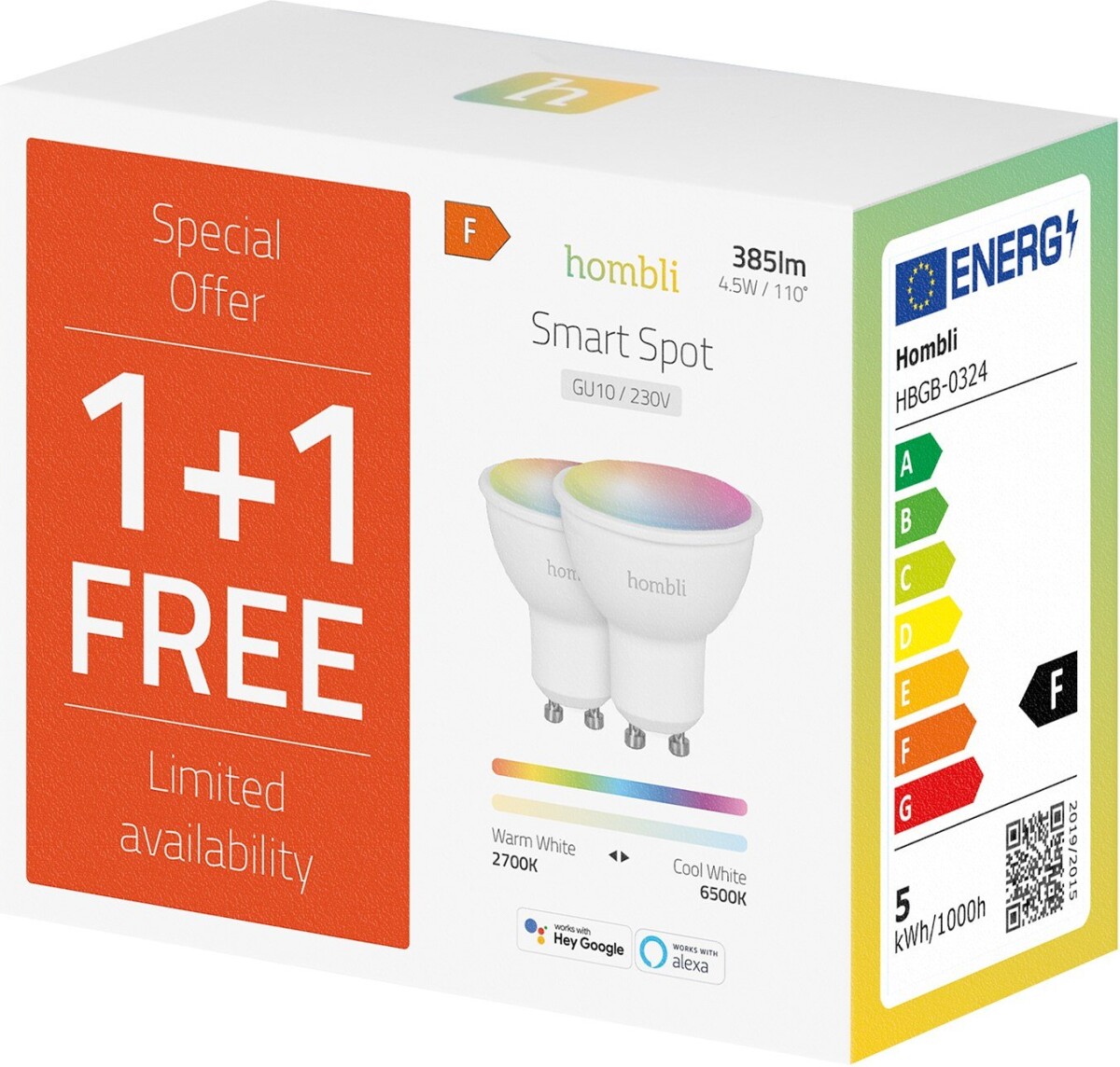 Hombli - Smart Spot 5w Rgb & Cct - Gu10 - V2, Promo Pack | Se tilbud og ...