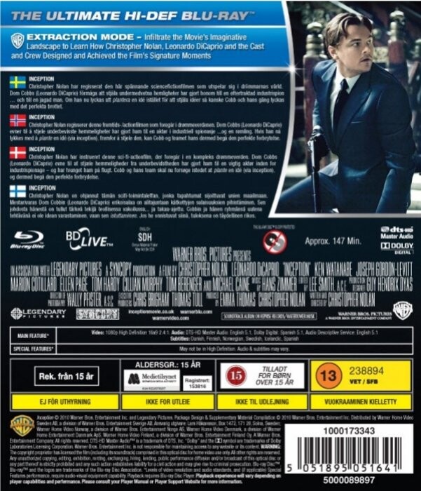 Inception Blu-Ray Film → Køb billigt her - Gucca.dk