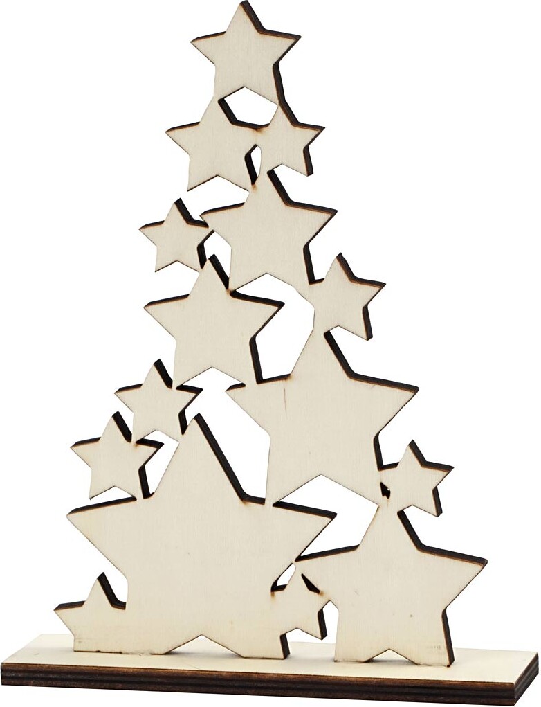 Juletræ I Træ - Stjerner - Julepynt - H 19,6 Cm | Se tilbud og køb på ...