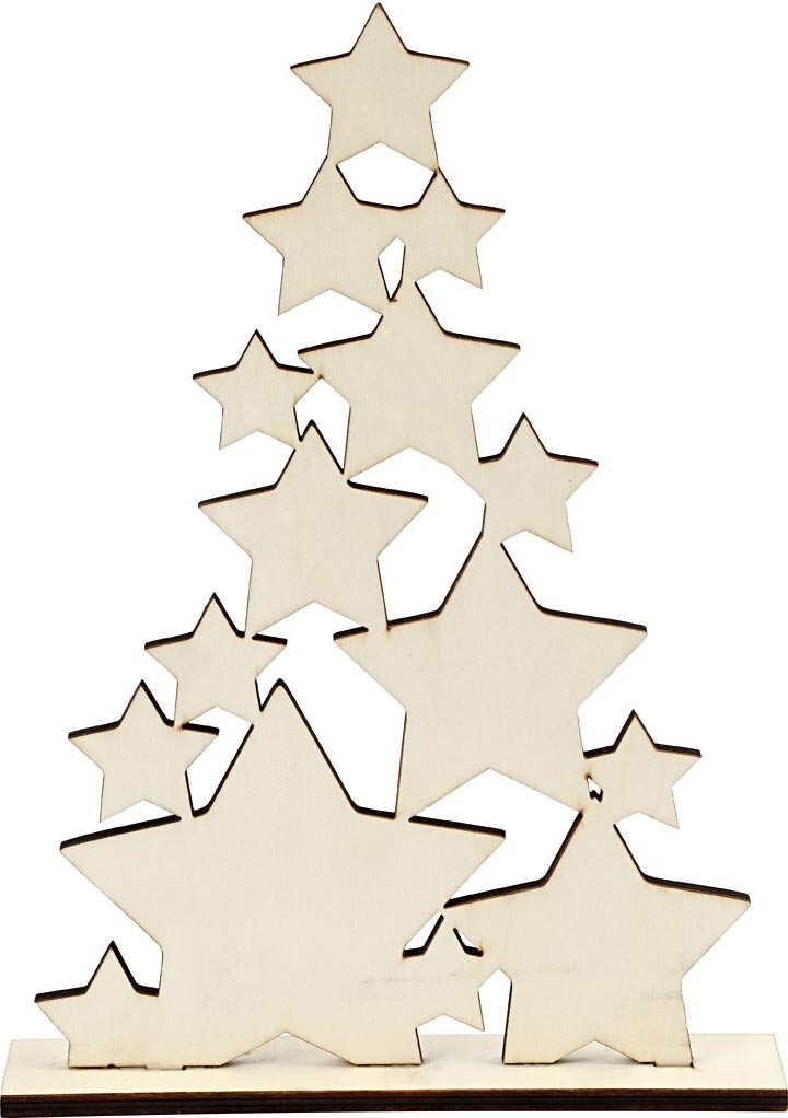 Køb Juletræ I Træ - Stjerner - Julepynt - H 29,8 Cm fra Creativ Company ...