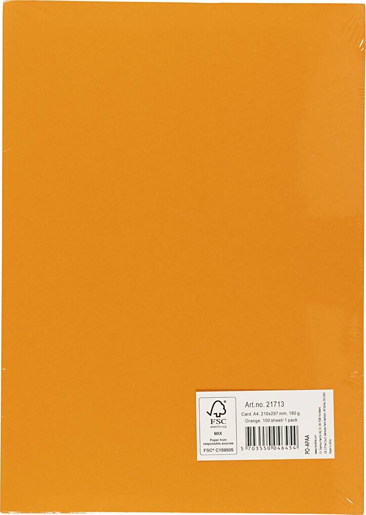 Køb Karton - A4 - 210x297 Mm - 180 G - Orange - 100 Stk fra Paper ...