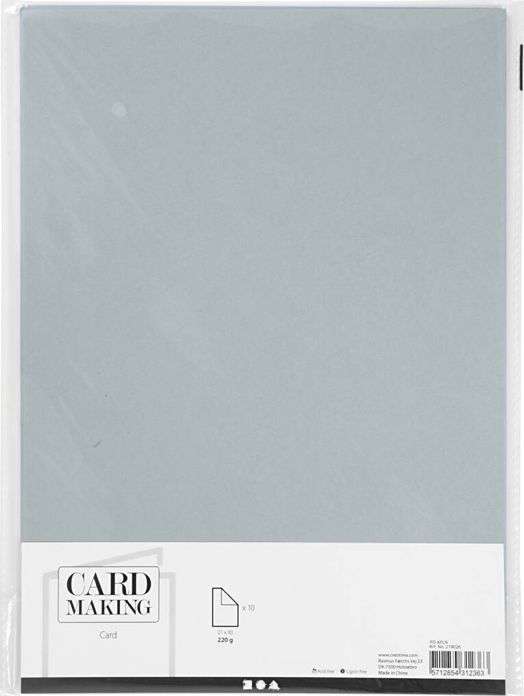 Køb Karton - A4 - 210x297 Mm - 220 G - Grå - 10 Stk fra Creativ Company ...