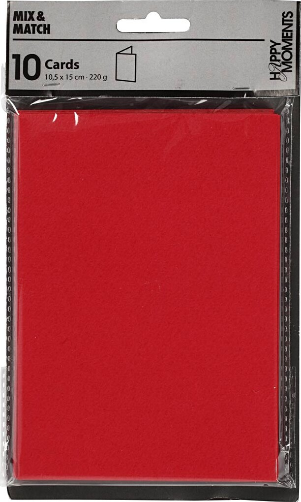 Køb Kort - Kort Str. 10,5x15 Cm - 220 G - Rød - 10 Stk fra Happy ...