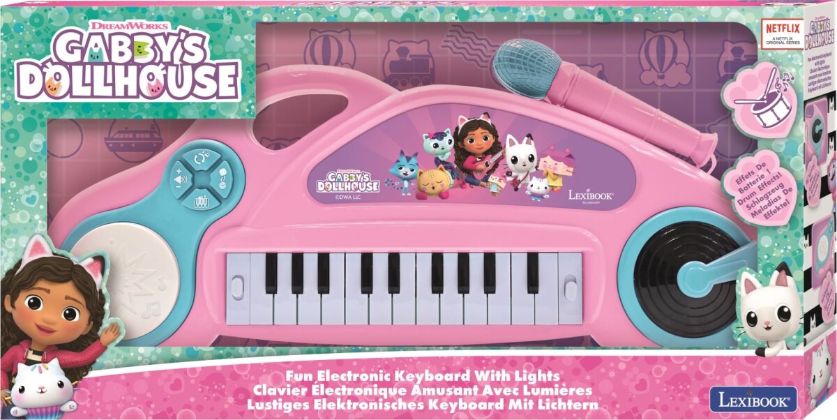 Lexibook - Elektronisk Keyboard Med Lys - Gabbys Dukkehus | Se tilbud ...