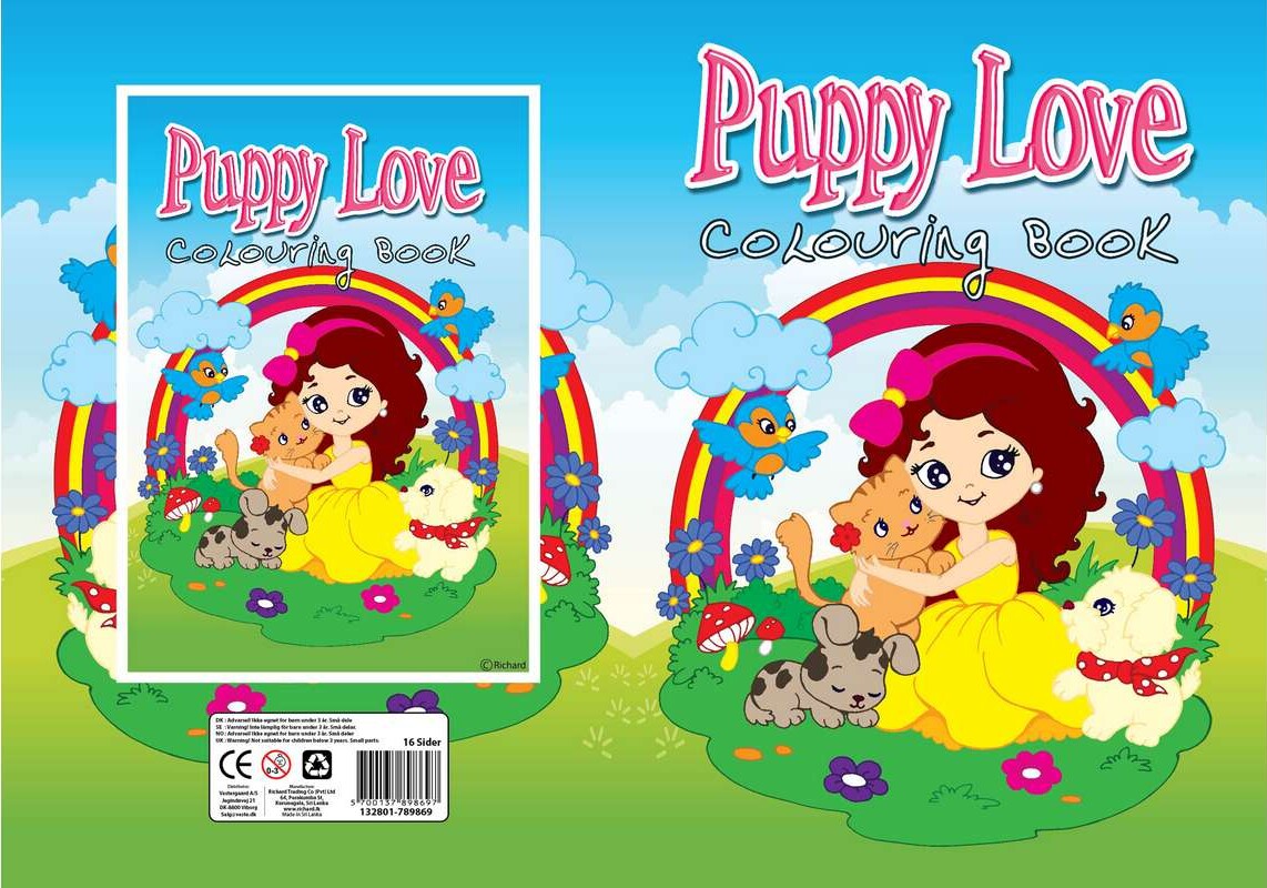 Malebog A4 Puppy Love 16 Sider - - Gucca.dk