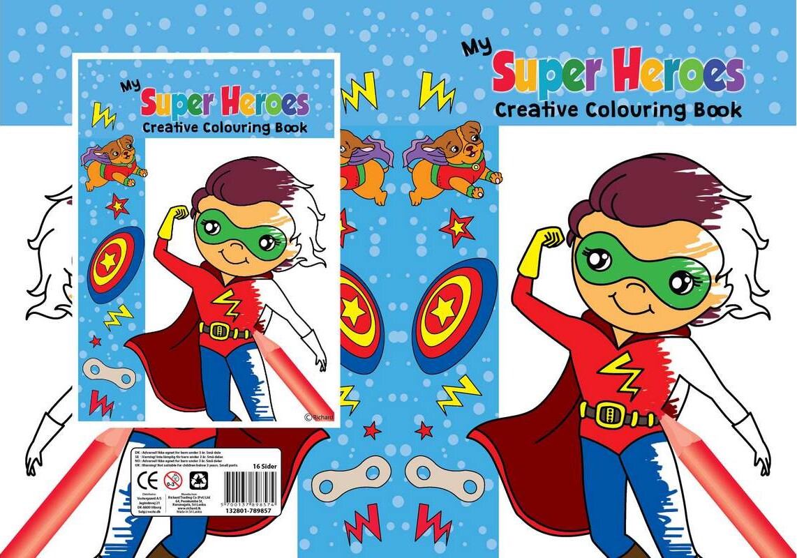 Malebog A4 Super Heroes 16 Sider - - Gucca.dk
