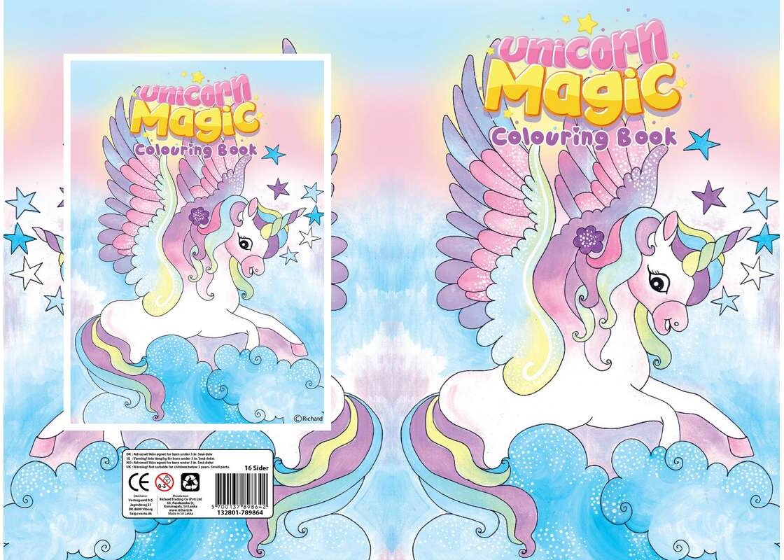 Malebog A4 Unicorn Magic 16 Sider - - Gucca.dk