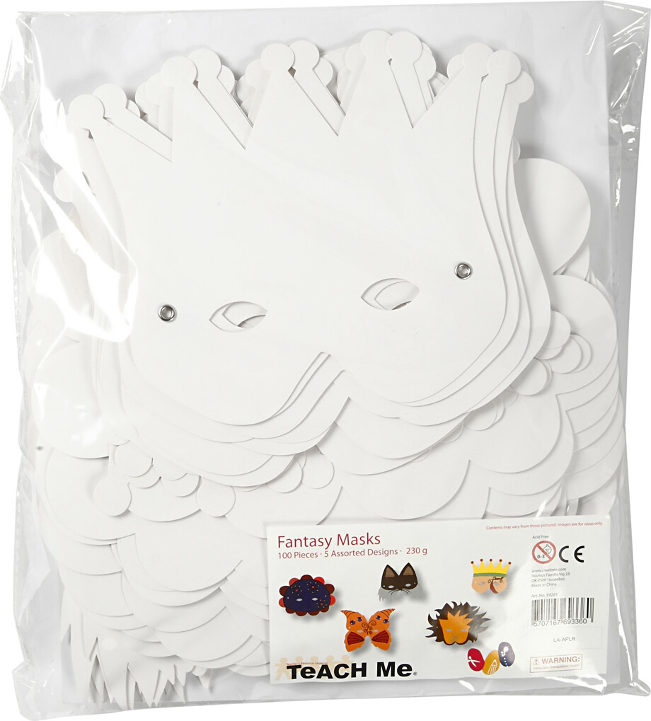 Køb Mal Selv Masker - Fantasi - Masker Inkl. Elastik - Hvid - 100 Stk ...