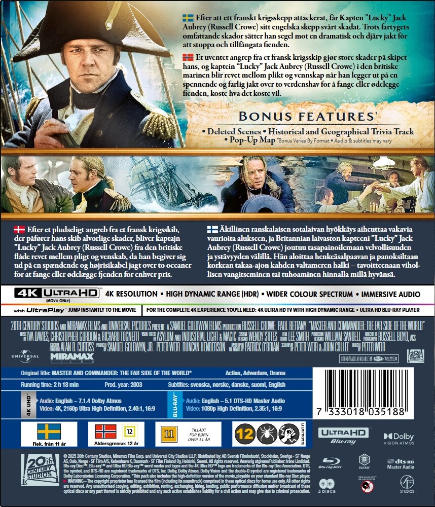 Master And Commander: Til Verdens Ende 4K Ultra Hd Blu-Ray Film → Køb billigt her - Gucca.dk