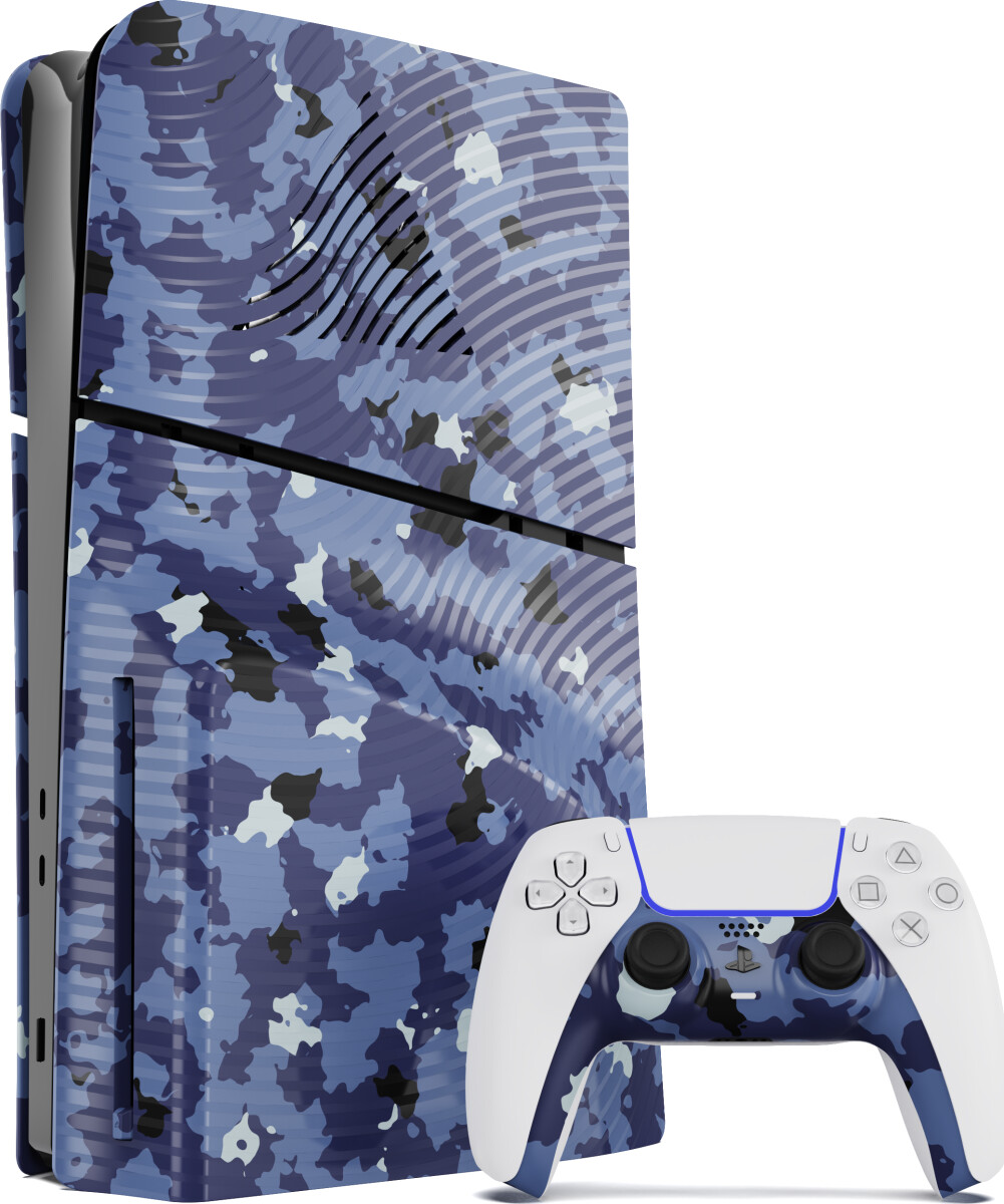 Maxx Tech Ps5 Slim Faceplates + Controller Faceplates - Blue Wave Camo ...
