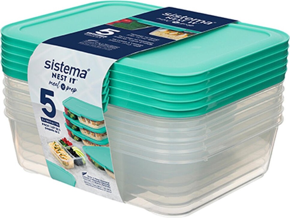 Sistema - Nest It Meal Prep Opbevaringsbokse Sæt - 5-pak - 1,9 L | Se ...