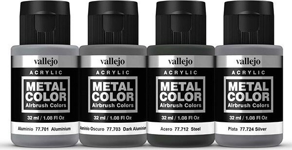 Vallejo - Metal Color Airbrush Maling Sæt - Metallic Panel - 4x32 Ml ...
