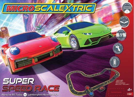 Micro Scalextric Racerbane - Super Speed Race - Porsche Vs Lamborghini ...
