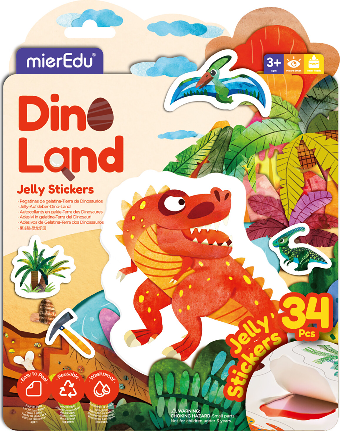 Køb Mieredu - Jelly Stickers 34 Stk - Flytbare - Dinoland - Gucca.dk