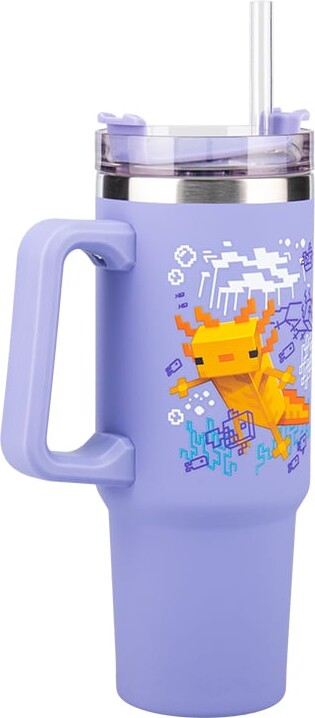 Køb Minecraft Purple 900ml Insulated Cup And Straw fra Paladone - Gucca.dk