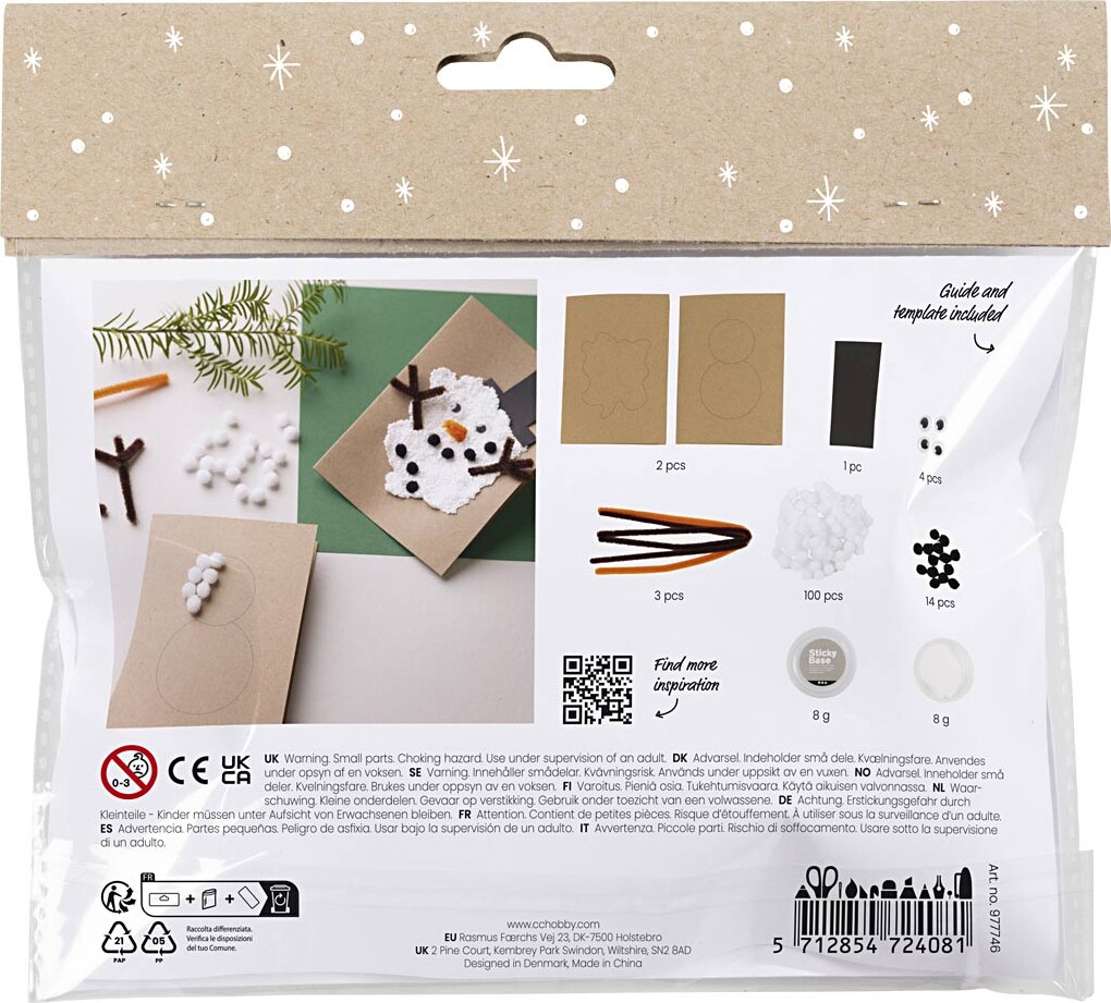 Mini Diy Kit Dekoration - Julekort Med Snemænd - Sort - Brun - Mellem ...