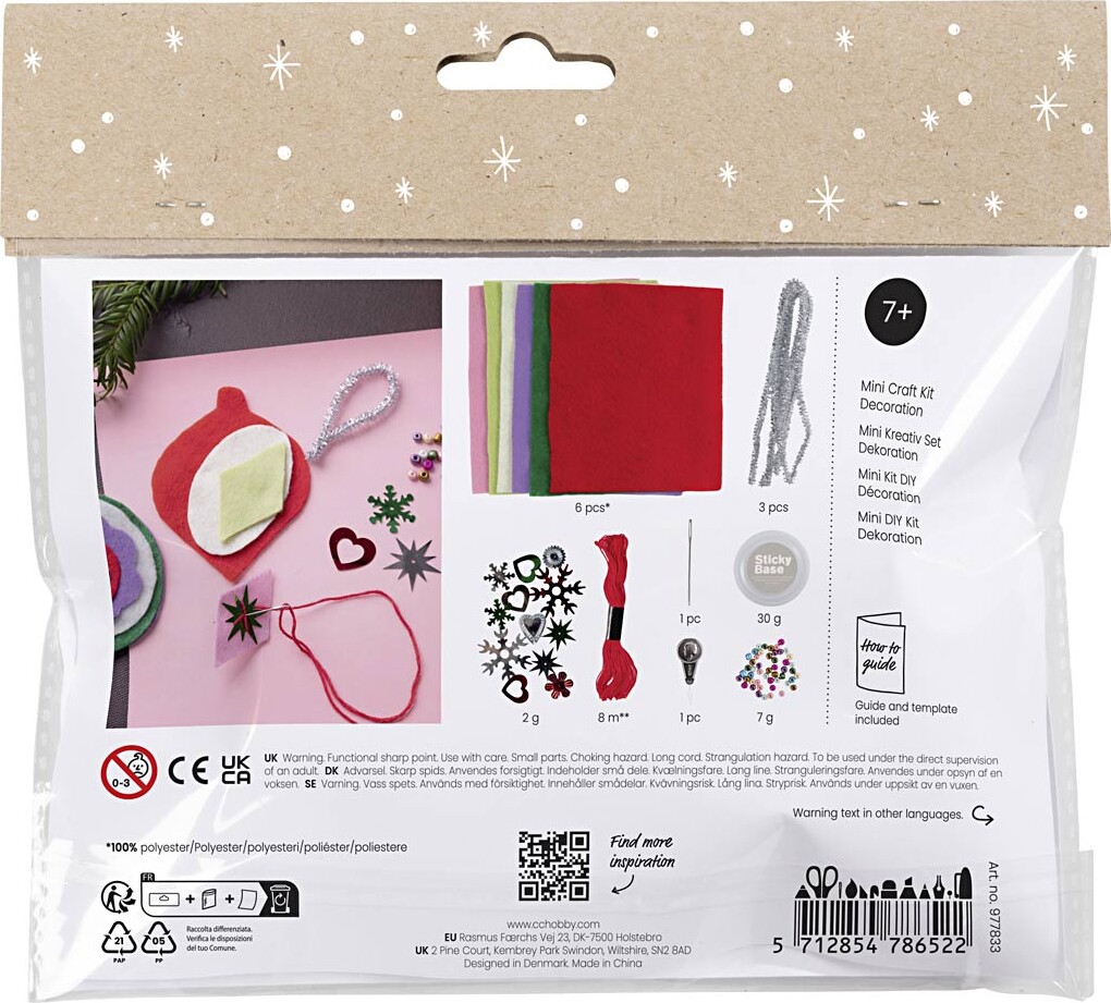 Køb Mini Diy Kit Dekoration - Julepynt I Filt - Assorterede Farver fra ...