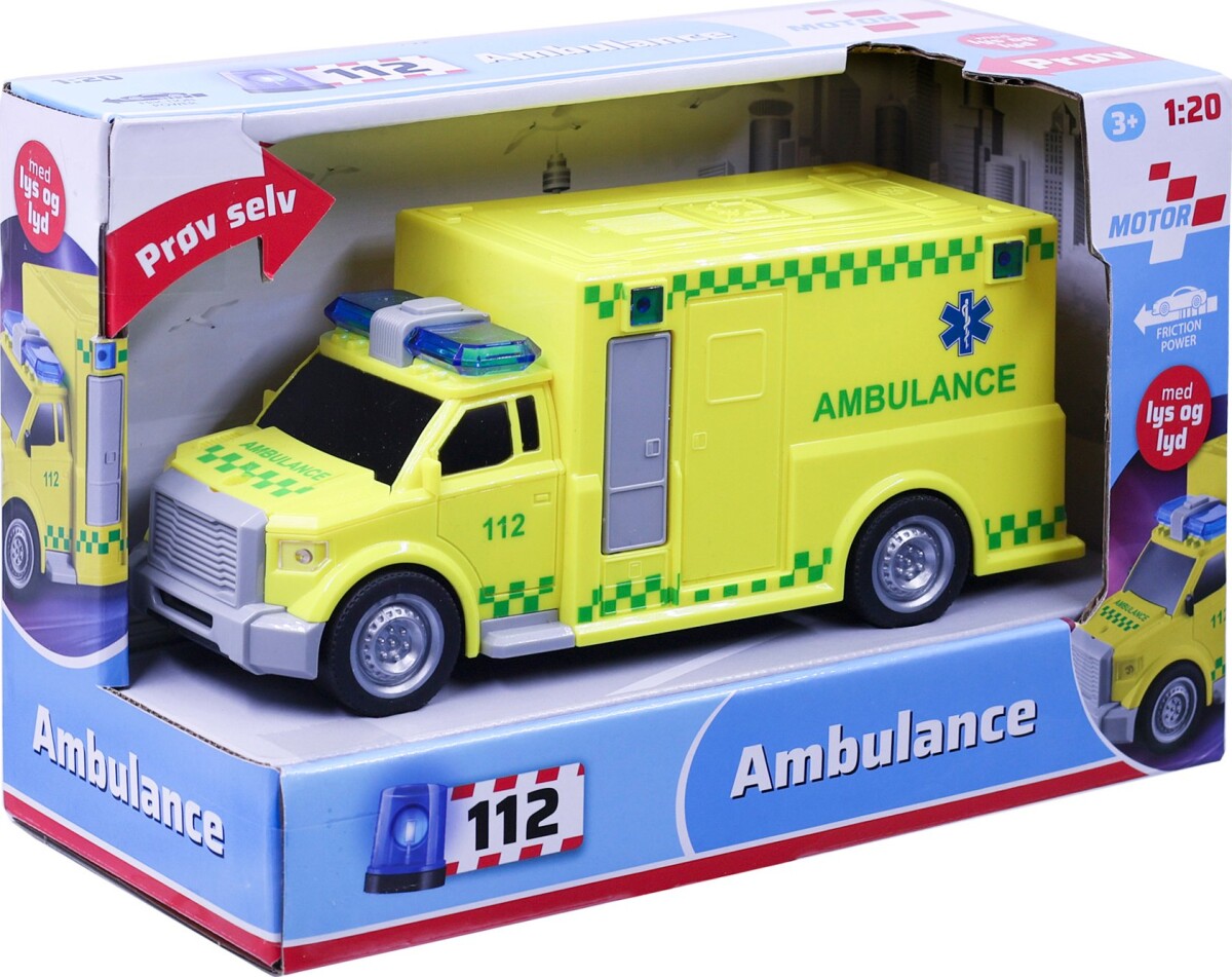 Legetøjs Ambulance Med Lyd Og Lys - Motor 112 | Se tilbud og køb på Gucca.dk