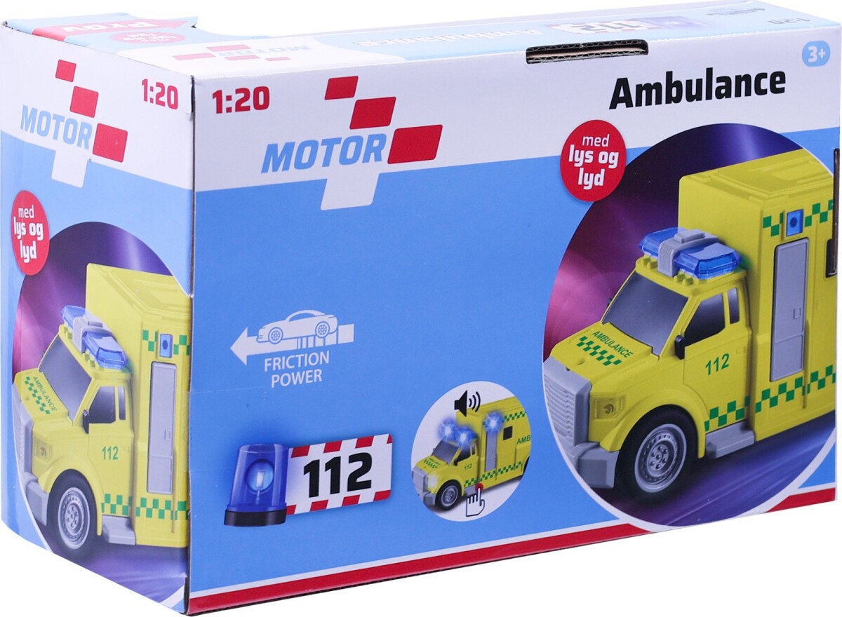 Legetøjs Ambulance Med Lyd Og Lys - Motor 112 | Se tilbud og køb på Gucca.dk