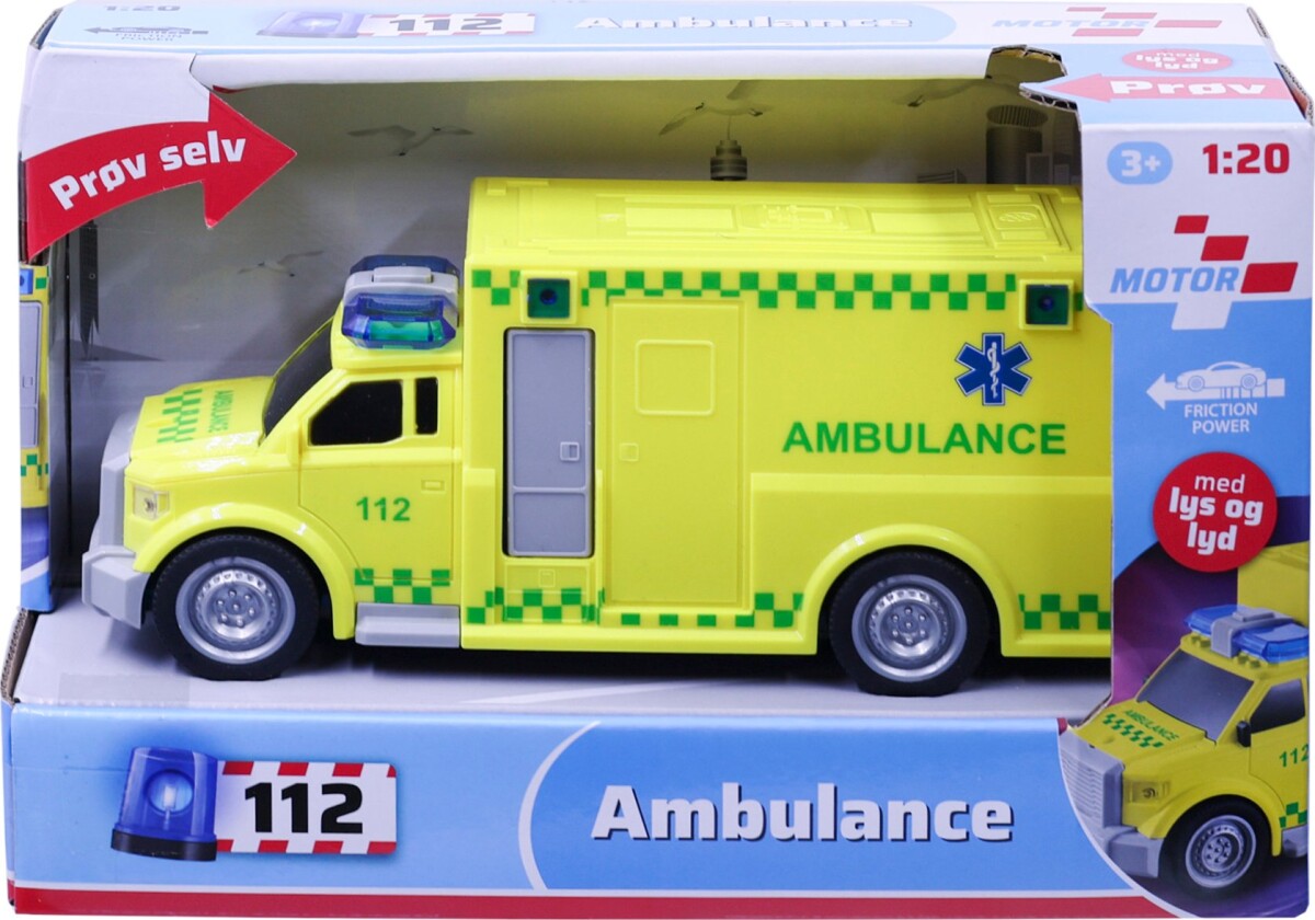 Legetøjs Ambulance Med Lyd Og Lys - Motor 112 | Se tilbud og køb på Gucca.dk