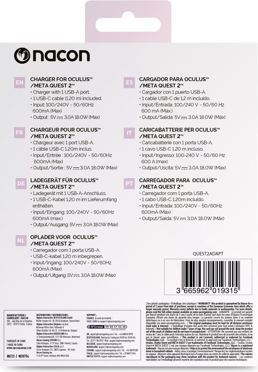 Køb Nacon Nacon Meta Quest 2: A/c Adapter - Meta Quest 2 - Gucca.dk