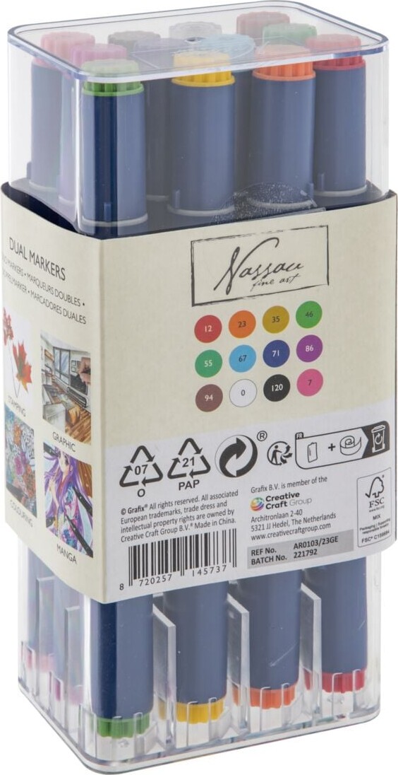 Køb Nassau Fine Art - Runde Dual Markers Tusser - 12 Stk - Gucca.dk