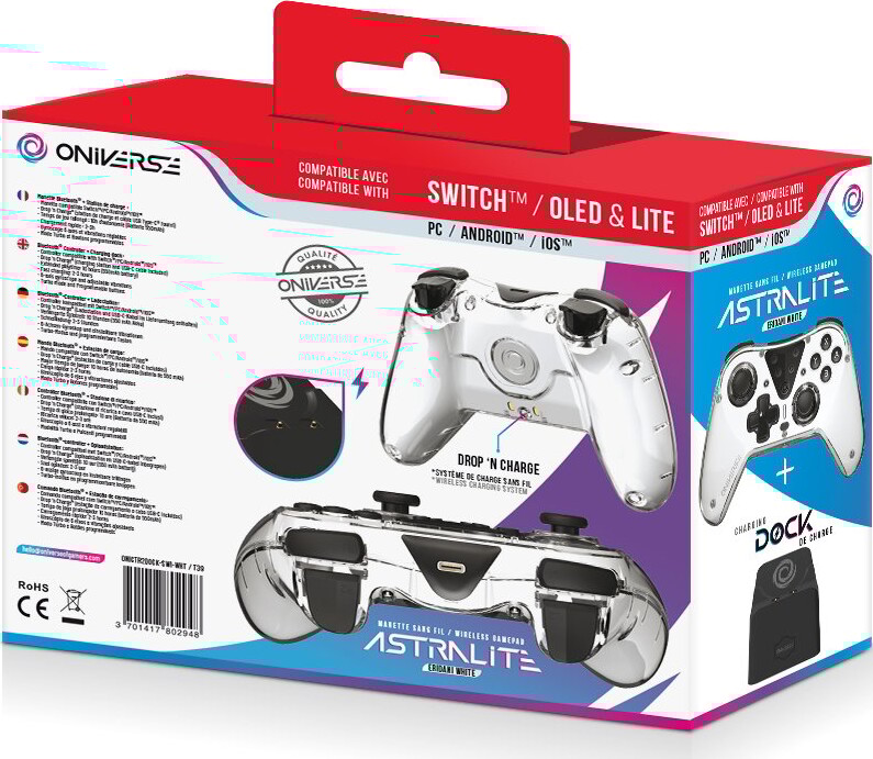 Nintendo Switch Oniverse Astralite Controller Wireless Smoked White Inkl. Charging Station | Se ...