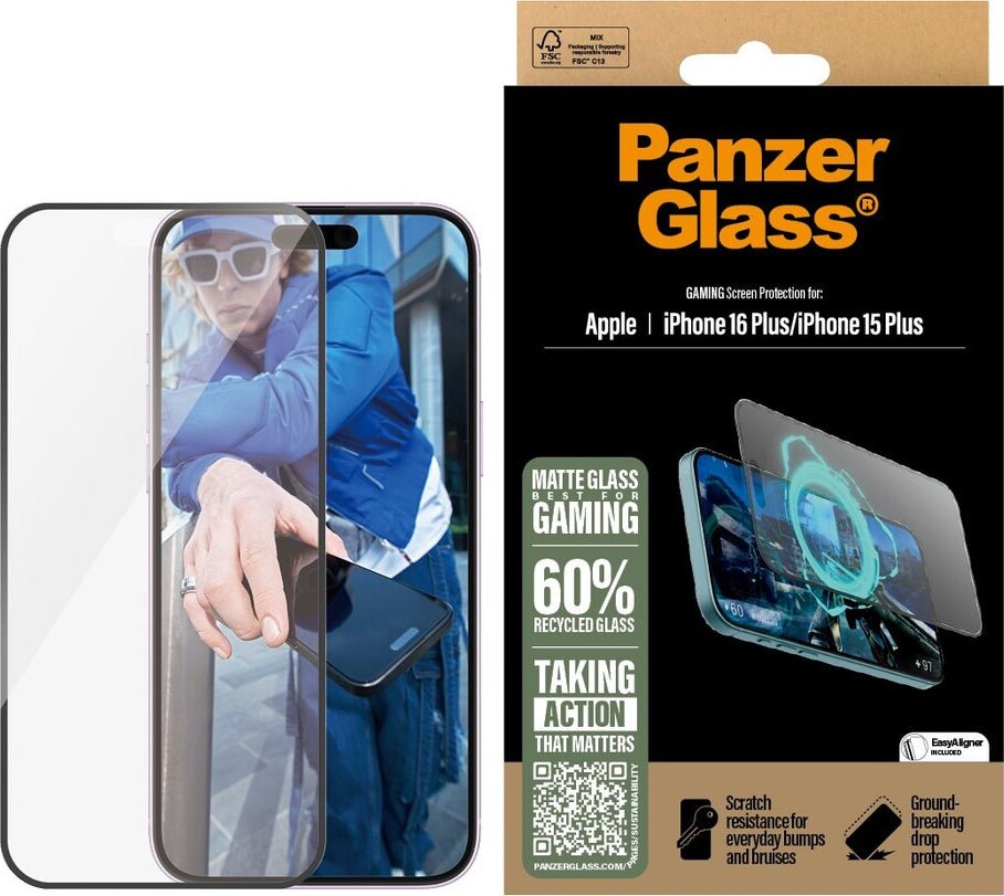 Køb Panzerglass - Iphone 16 Plus - Gaming Skærmbeskyttelse - Ultra Wide ...