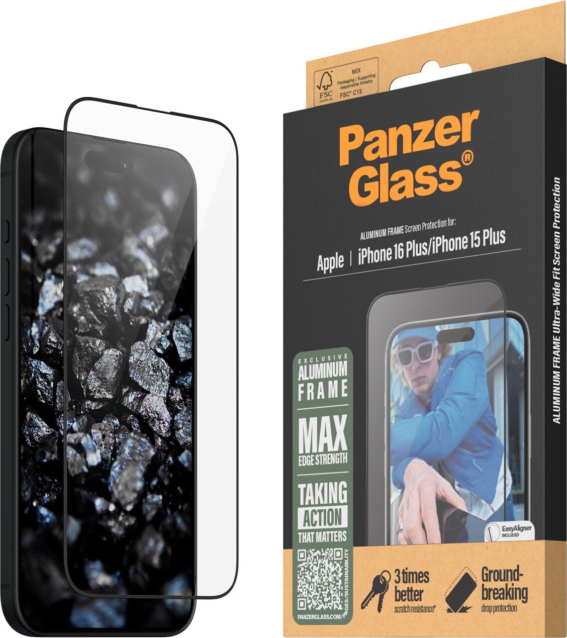 Køb Panzerglass - Iphone 16 Pro - Skærmbeskyttelse - Alu Frame - Ultra ...