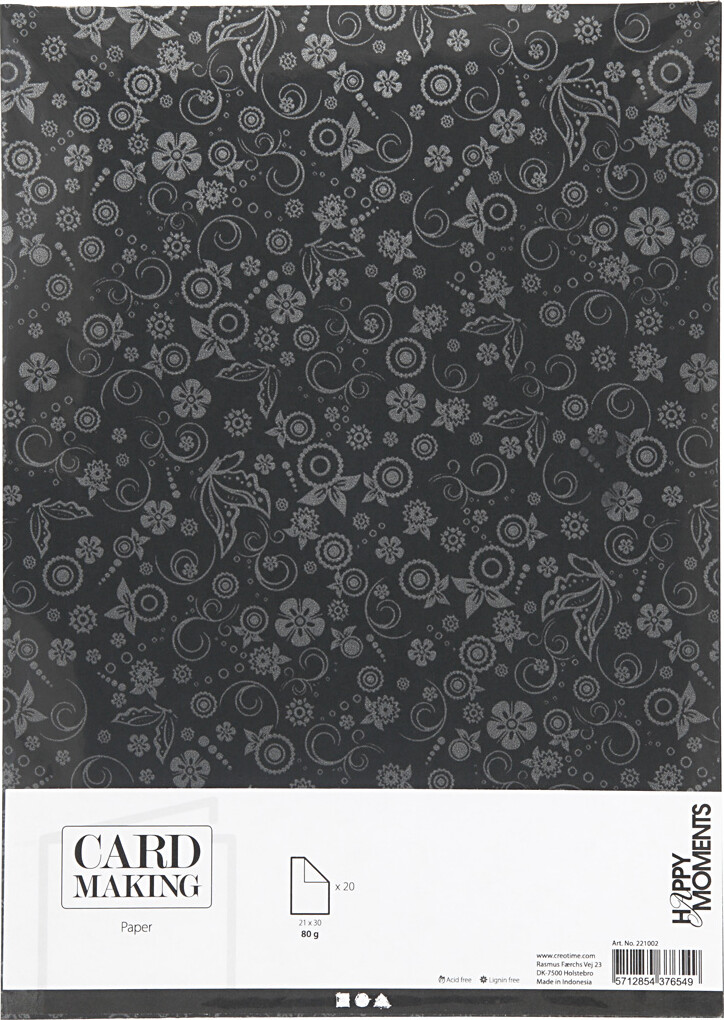 Køb Papir - A4 - 210x297 Mm - 80 G - Sort - 20 Ark fra Happy Moments ...