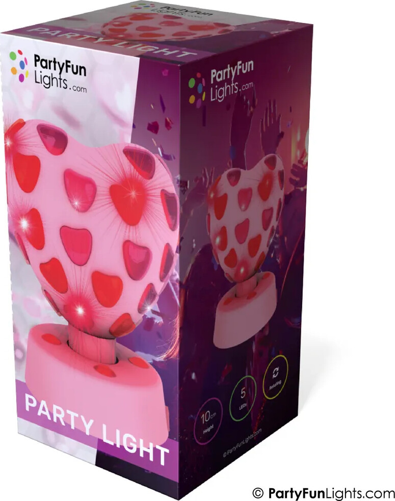Køb Party Fun Lights - Hjerte Disko Lampe - Pink - Gucca.dk
