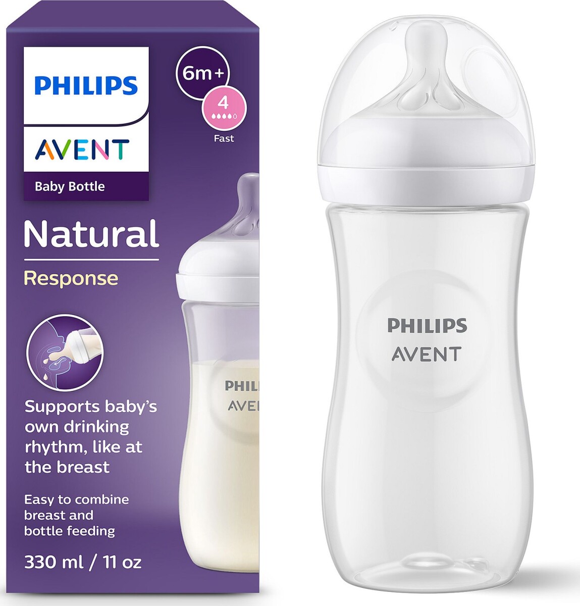 Køb Philips Avent - Natural Response Sutteflaske - Flow 4 - 330 Ml ...