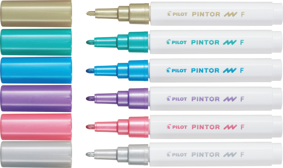 Pilot - Pintor Marker Fine Metal Mix 6 Farver - Fin Spids | Se tilbud ...