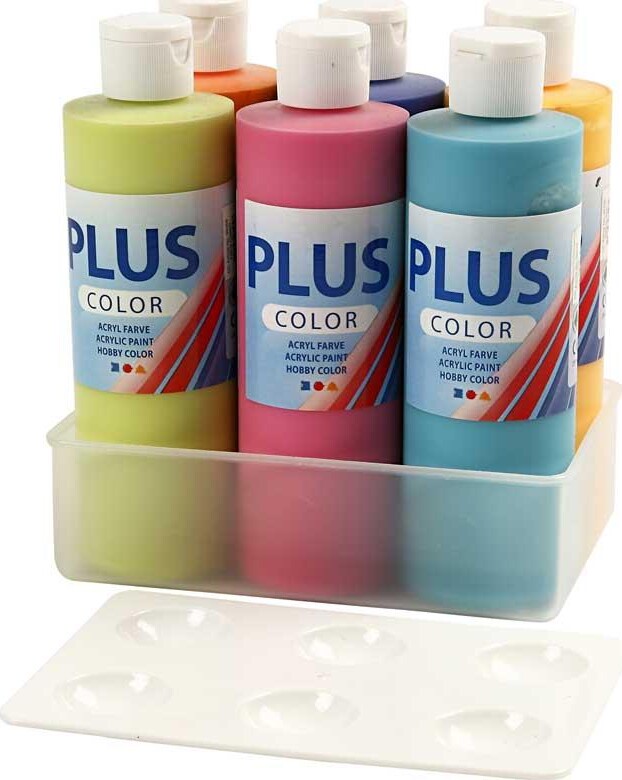 Køb Plus Color Hobbymaling Sæt - Akrylfarver - 6X250 Ml - Gucca.dk