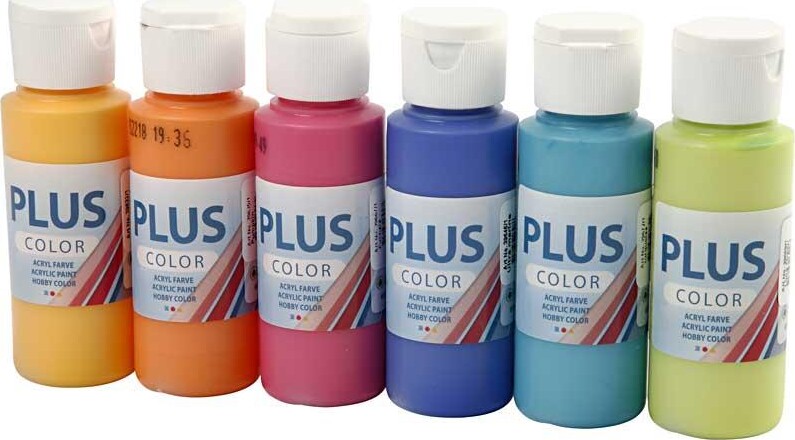 Plus Color Hobbymaling - Akrylfarver - Colorful Sæt - 6x60 Ml | Se ...