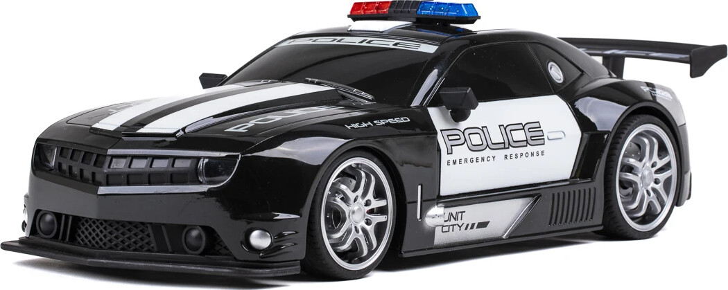 Fjernstyret Politibil Med Lys - Police Chase Road Stars - 1:12 - Sort | Se tilbud og køb på Gucca.dk