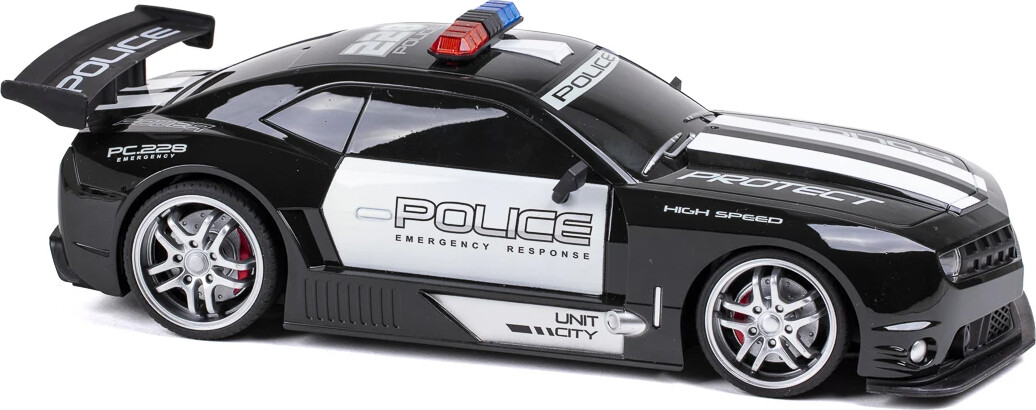 Fjernstyret Politibil Med Lys - Police Chase Road Stars - 1:12 - Sort | Se tilbud og køb på Gucca.dk