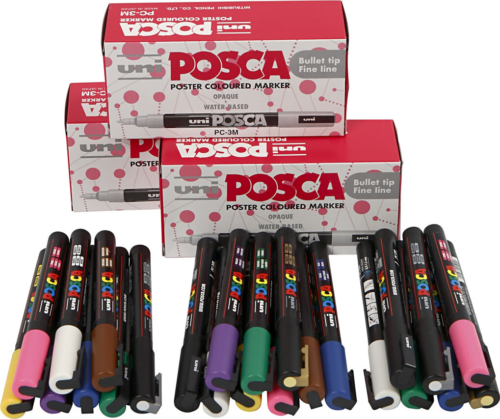 Køb Posca Tusch - Nr. Pc-3m - Tykkelse 0,9-1,3 Mm - 12 Farver fra Uni ...