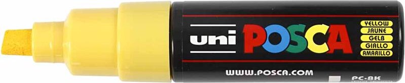 Køb Posca Tusch - Nr. Pc-8k - Tykkelse 8 Mm - Gul fra Uni - Gucca.dk
