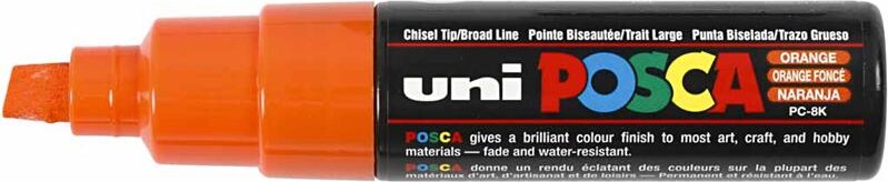 Køb Posca Tusch - Nr. Pc-8k - Tykkelse 8 Mm - Orange fra Uni - Gucca.dk