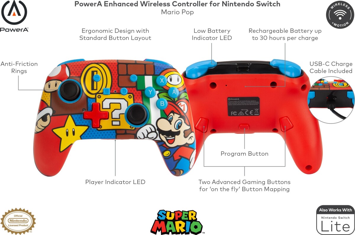 Køb Powera Enhanced Wireless Controller For Nintendo Switch - Mario Pop ...