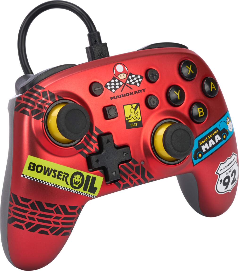 Powera Nano Wired Switch Controller - Mario Kart: Racer Red | Se tilbud ...