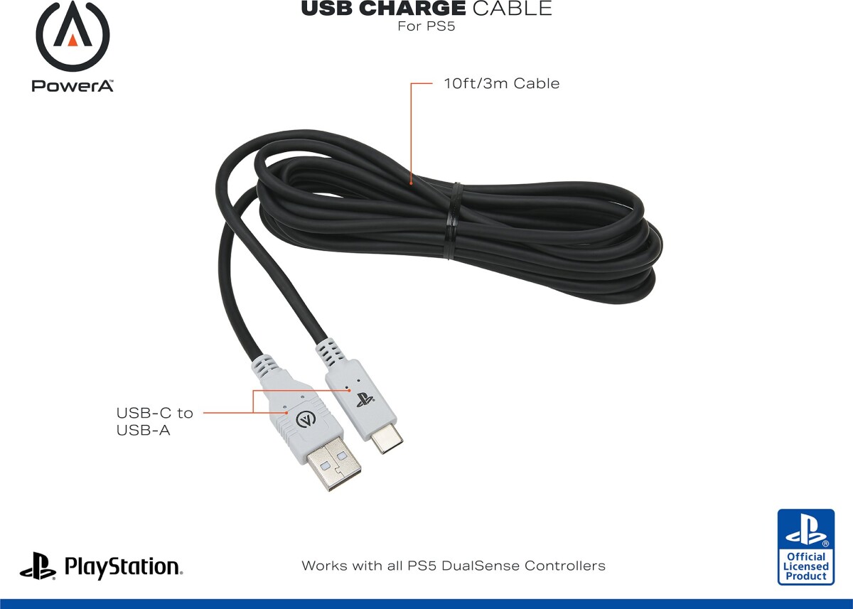 Powera Usb-c Cable Ps5 - 3 Meter ps5 → Køb billigt her - Gucca.dk