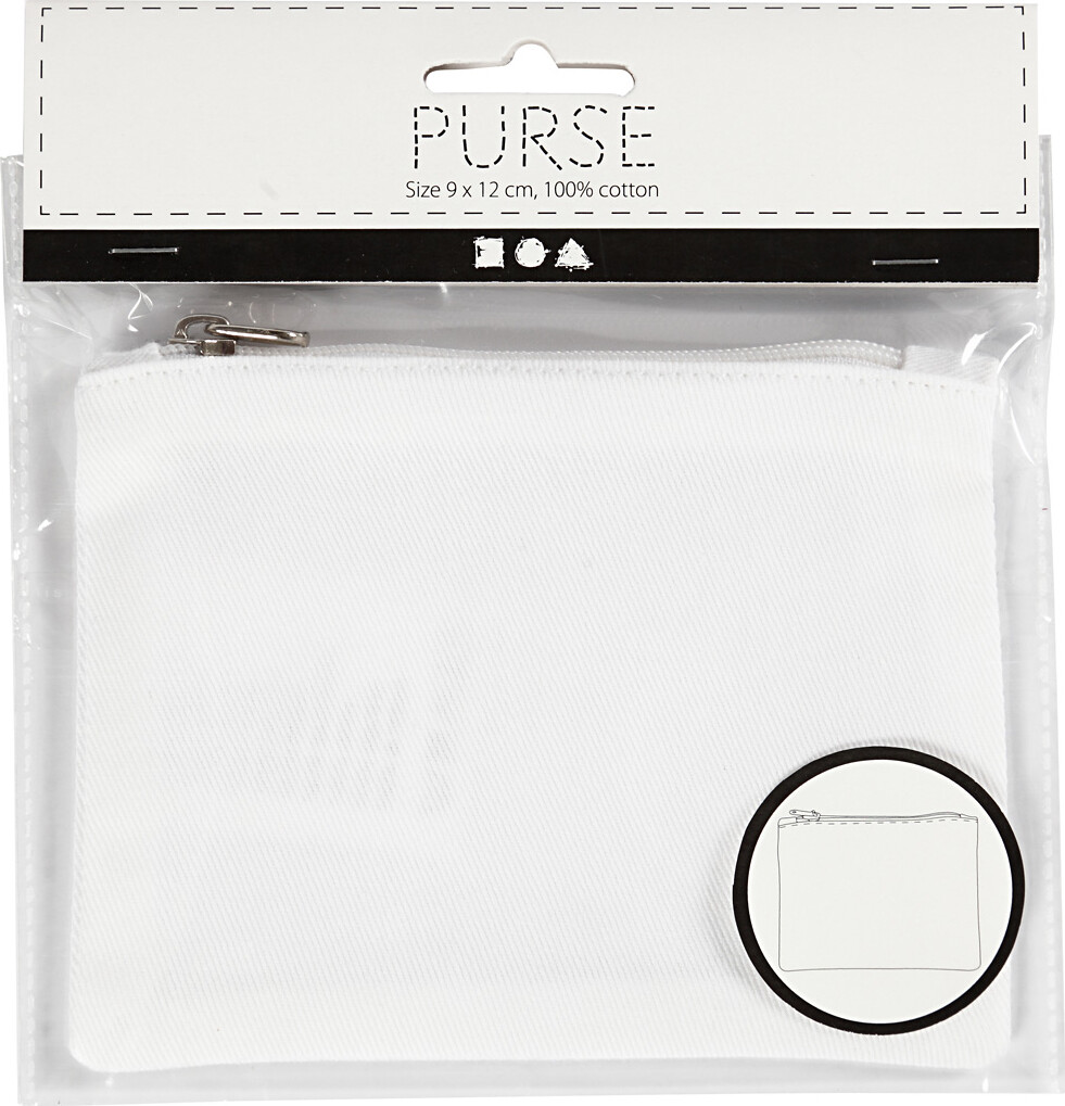 Køb Pung - Hvid - Bomuld - 9x12 Cm fra Creativ Company - Gucca.dk
