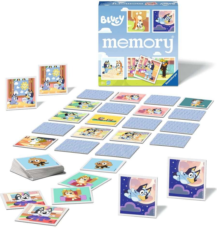 Bluey Memory Vendespil - 64 Kort - Ravensburger | Se tilbud og køb på ...