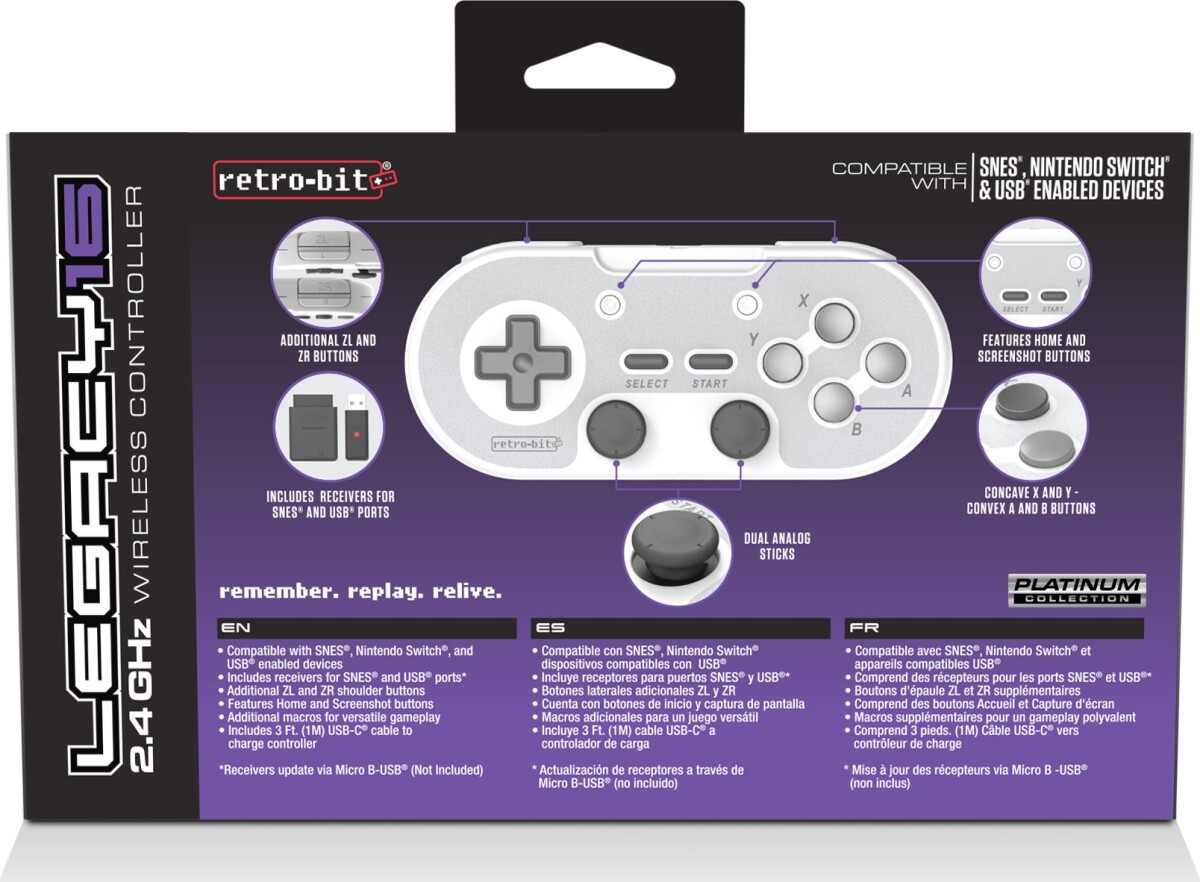 Køb Retro-Bit - Legacy 16 Trådløs Controller - Grå - Gucca.dk